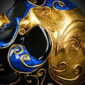 ILOVEMASKS | Accessories | Venetian Full Face Skull Halloween Mask Gold ...